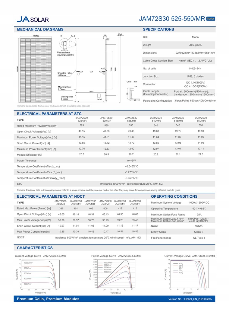 Panel fotowoltaiczny JA Solar JAM72S30-540/MR-540W - 10479144071 ...