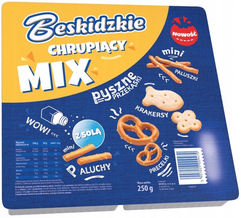 Paluszki precelki Chrupiący mix Beskid 250g 1 szt - 13202859062 - oficjalne archiwum Allegro