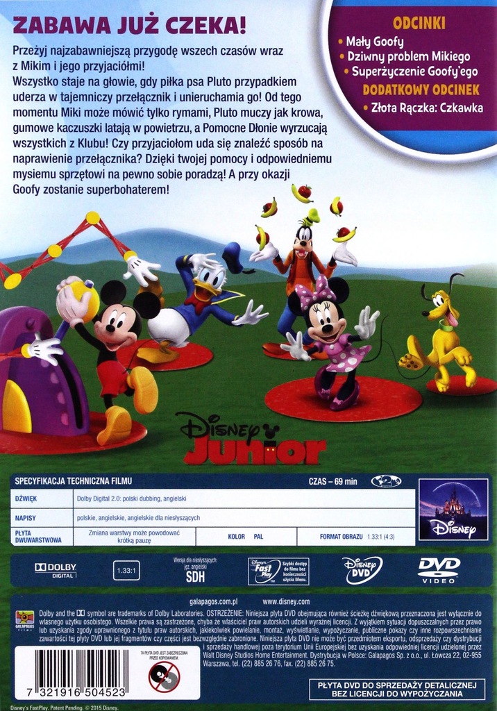 KLUB PRZYJACIÓŁ MYSZKI MIKI: ZWARIOWANY DZIEŃ DVD - 7625104268 - oficjalne archiwum Allegro