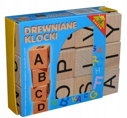 Drewniane klocki literki DUŻE litery alfabet ABC - 10740367480 ...