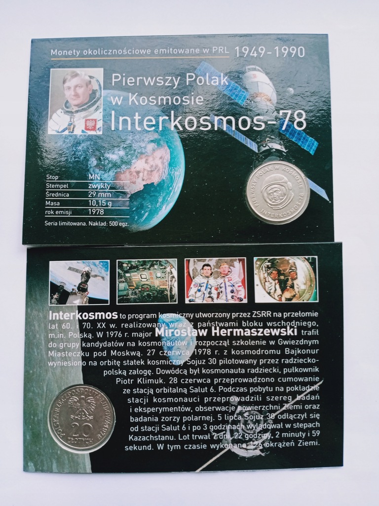 POLSKA - 20 ZŁ 1978 - PIERWSZY POLAK W KOSMOSIE - BLISTER - 14364852547 - oficjalne archiwum Allegro
