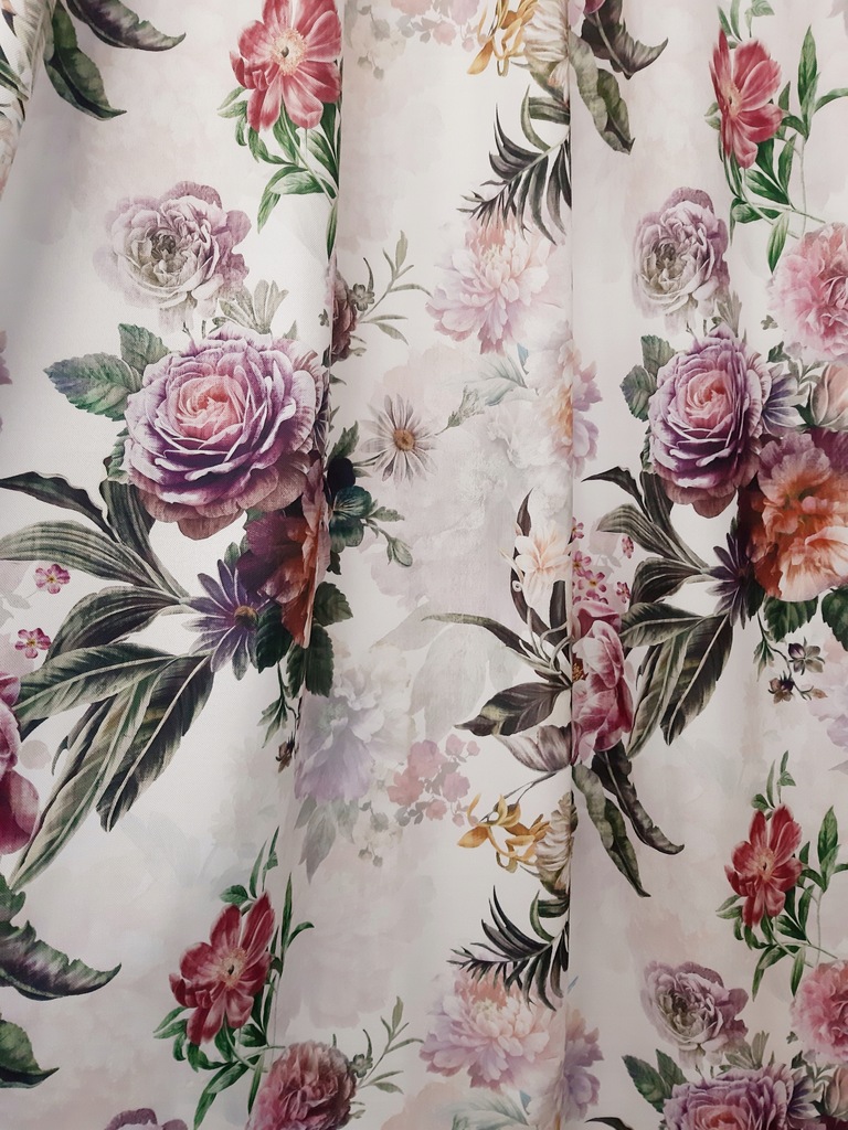 Tkanina Zasłony KOLOROWE KWIATY 150cm - 8100577513 - oficjalne archiwum Allegro