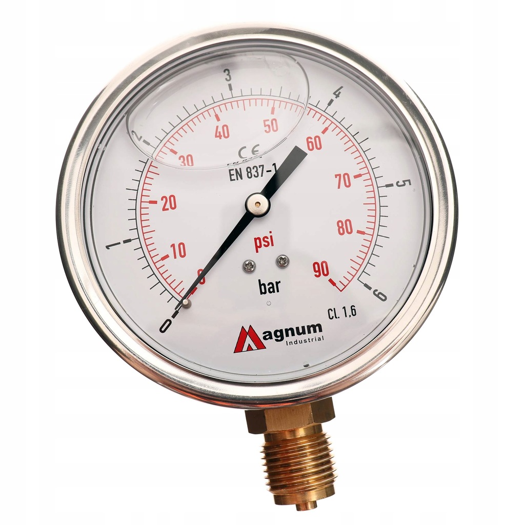 Manometr Zegar Glicerynowy 100mm 0-6 bar 1/2" - 12203759459 - oficjalne archiwum Allegro
