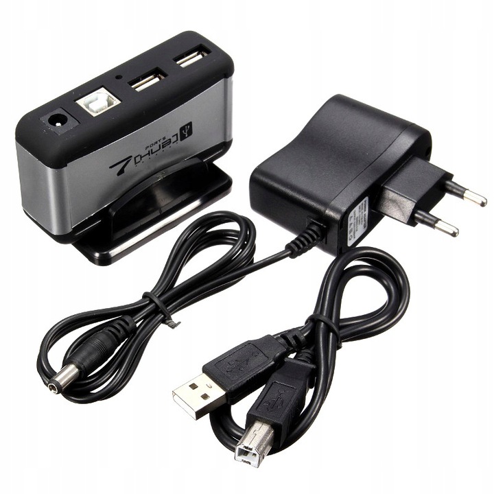 AKTYWNY HUB 7 portów USB Rozdzielacz + Zasilacz 2A - 11277259940 ...