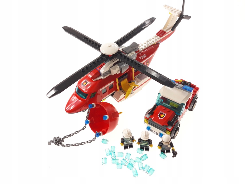 Lego City 7206 Fire Helicopter Helikopter Straż - 11395565406 ...