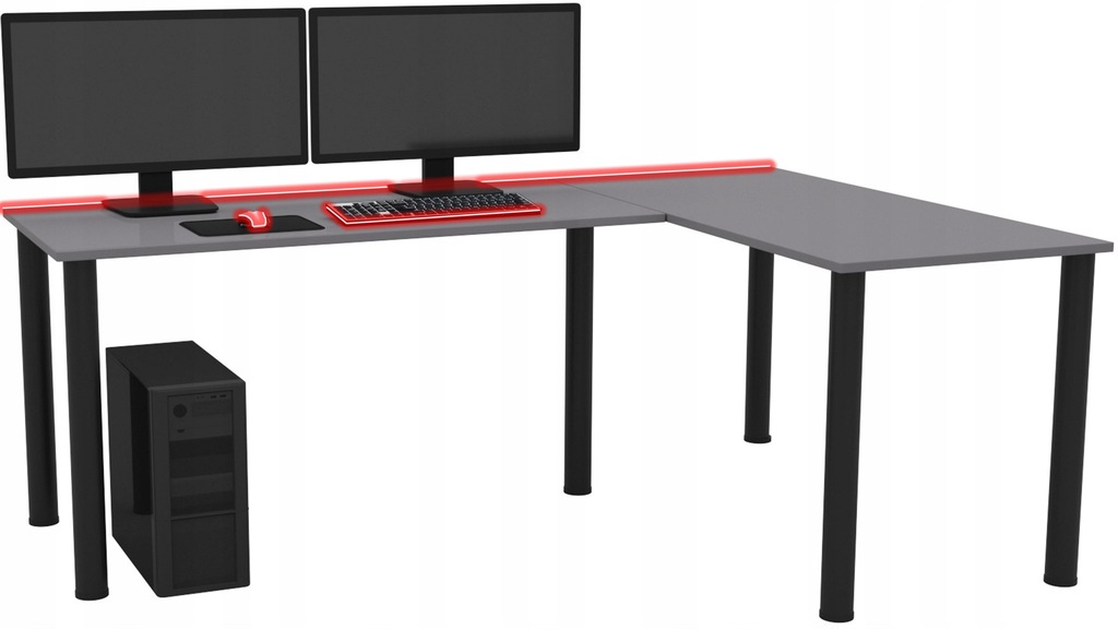 Biurko GAMINGOWE NAROŻNE PRAWE dla gracza GRAFIT - 12603753500 ...