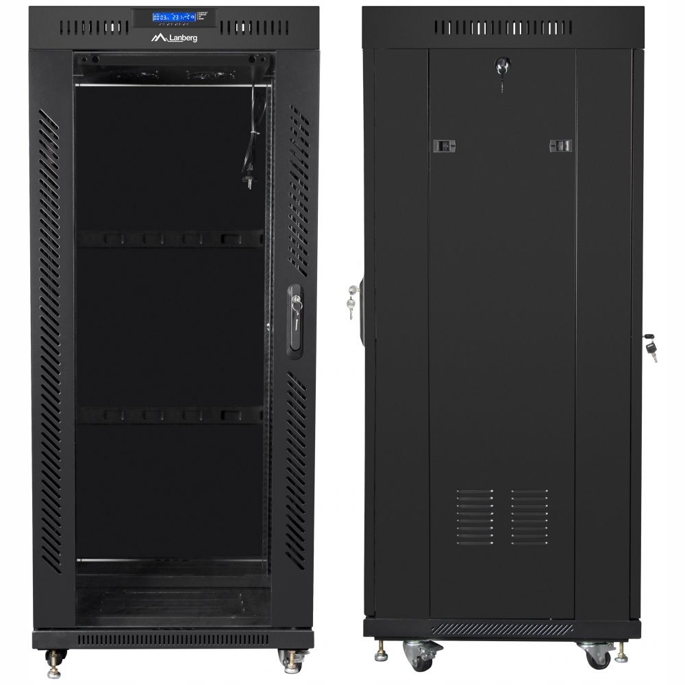 LANBERG SZAFA STOJĄCA RACK 19" 27U 600X600 DRZWI SZKLANE LCD CZARNA ...