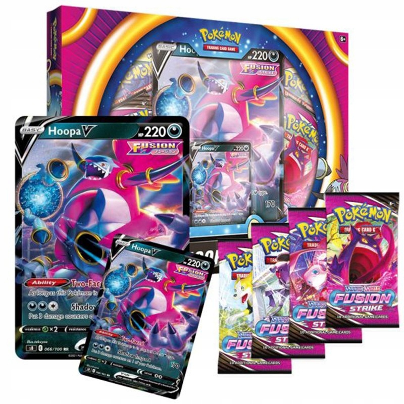 POKEMON HOOPA V BOX TCG 4 x BOOSTER DUŻA KARTA - 11812881582 ...