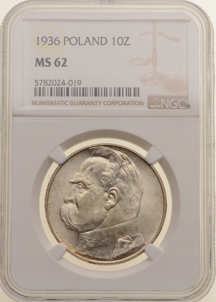 10 zł 1936 r. - Józef Piłsudski - Grading NGC MS62 - 11293130053 - oficjalne archiwum Allegro