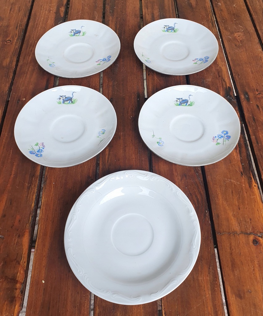 Stare talerzyki spodki Wałbrzych Bogucice 5szt PRL - 11798070748 - oficjalne archiwum Allegro