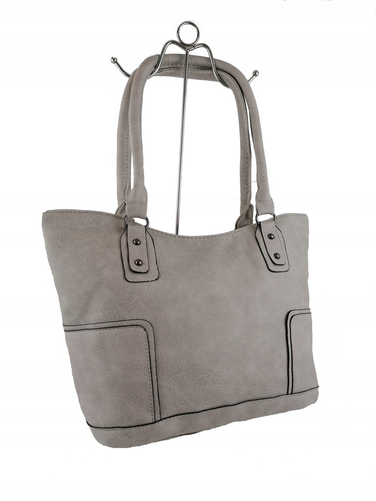 TOREBKA DAMSKA NA RAMIĘ A4 SZARY -NISKA CENA - 11694216498 - oficjalne archiwum Allegro