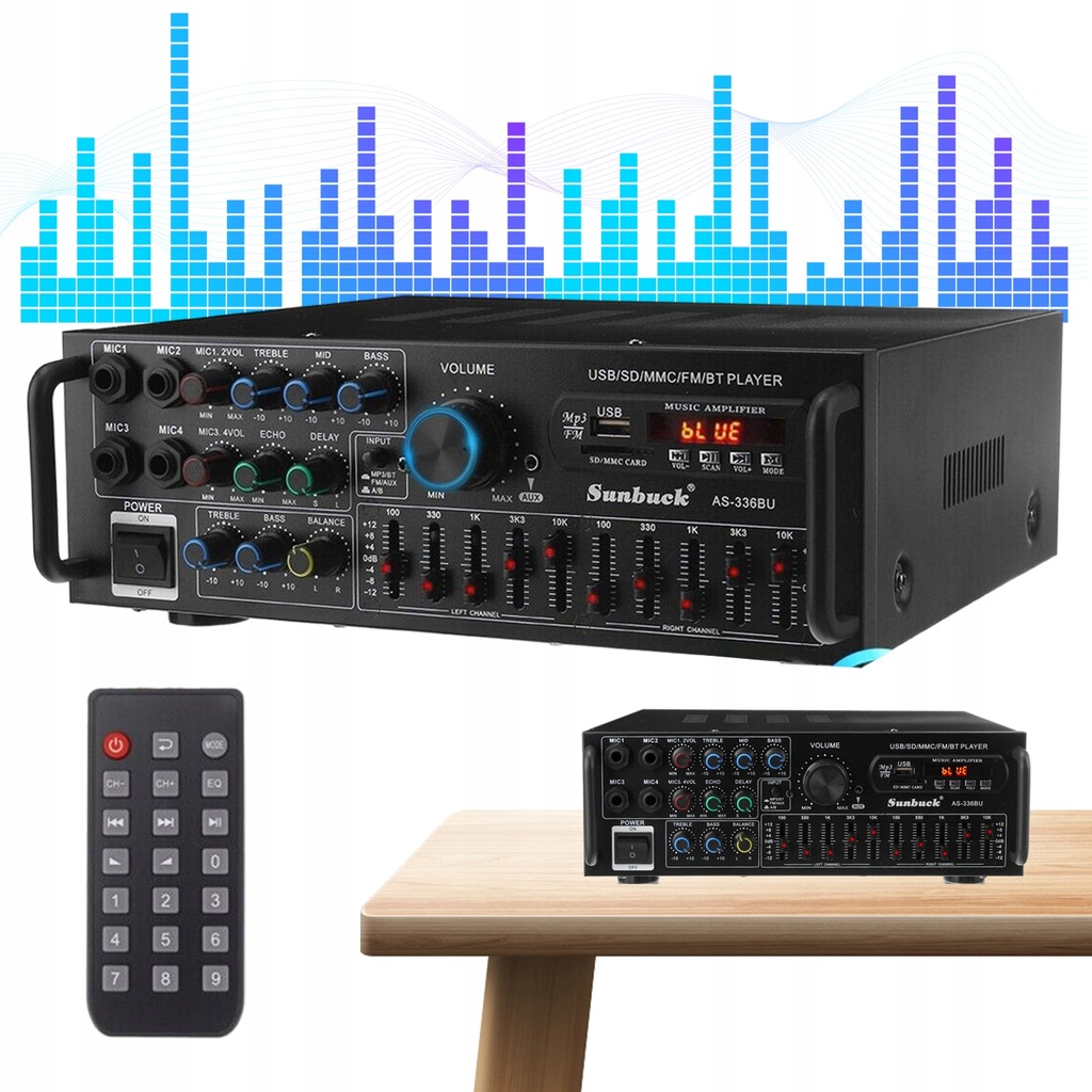 AMPLITUNER WZMACNIACZ STEREO BLUETOOTH 1200W WZMACNIACZ BLUETOOTH - 16232696980 - oficjalne ...