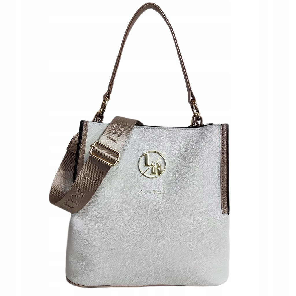 Torebka shopper Laura Biaggi listonoszka biała - 13416559221 - oficjalne archiwum Allegro