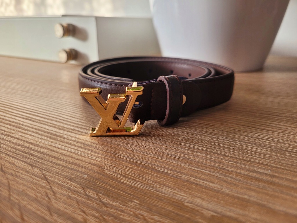 NOWY PASEK DAMSKI LOUIS VUITTON LV BRĄZ SKÓRA - 11485575291 - oficjalne ...