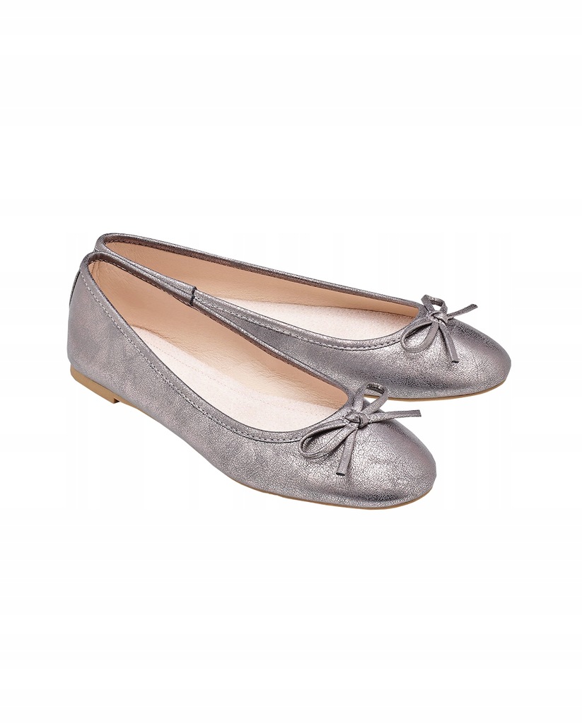 Baleriny damskie srebrne z kokardą r 37 - 13552969950 - oficjalne ...