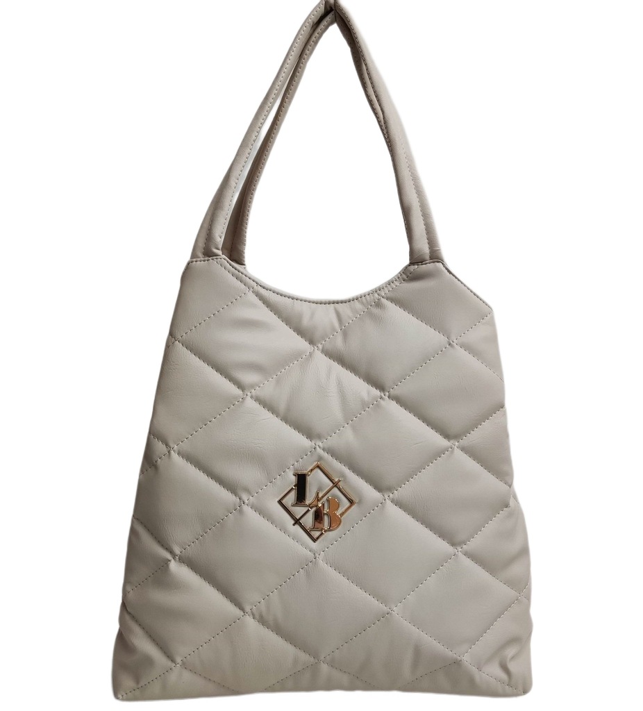 Torebka shopper Laura Biaggi beżowa pikowana A4 - 13361315350 - oficjalne archiwum Allegro