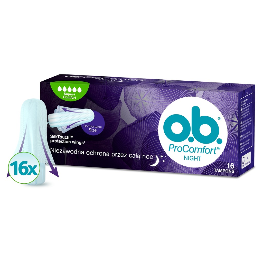 OB ProComfort Night Super Plus tampony 16 sztuk - 12379733250 ...