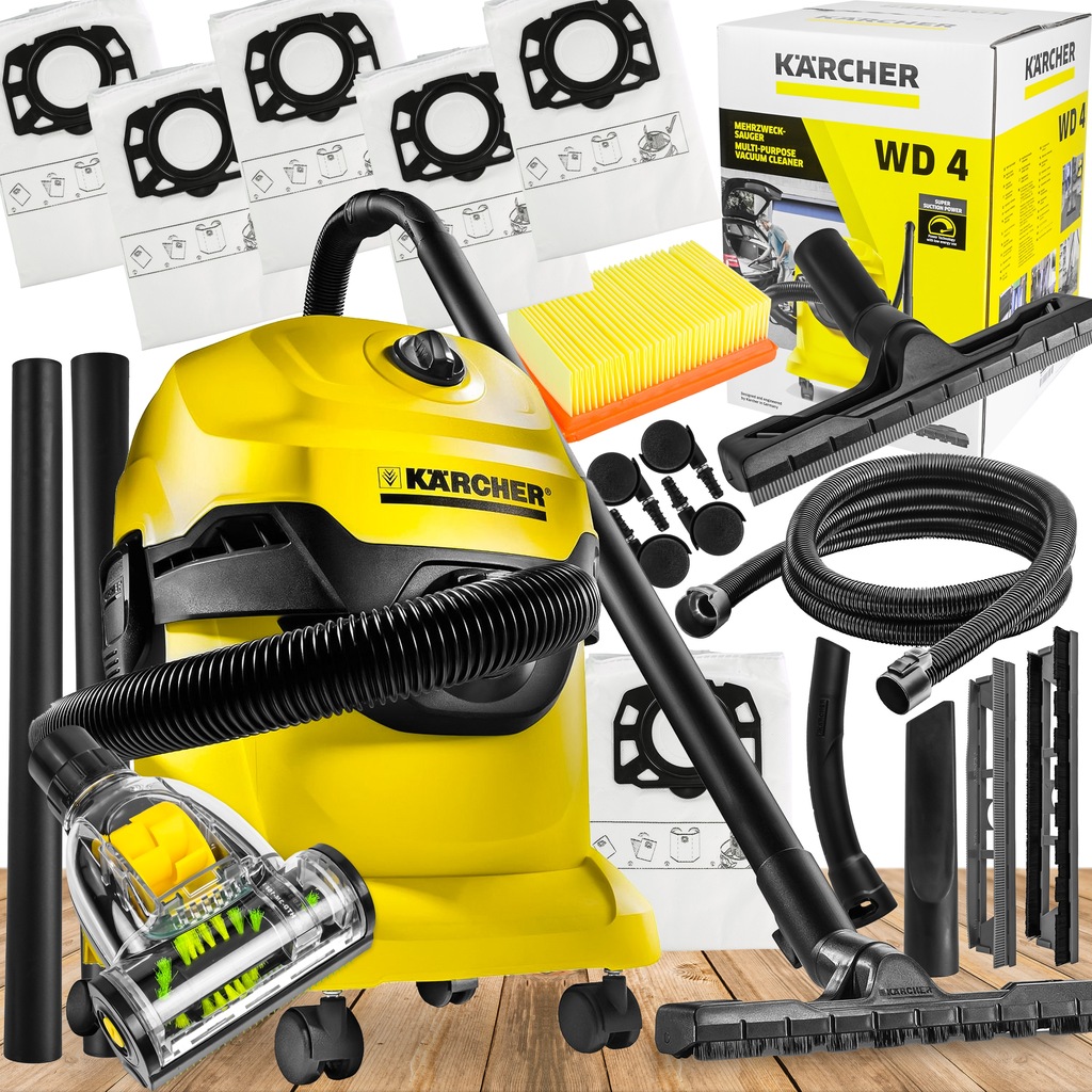 NOWY ODKURZACZ KARCHER WD4 TURBO ZESTAW GIGANT XXL - 13524437015 - oficjalne archiwum Allegro