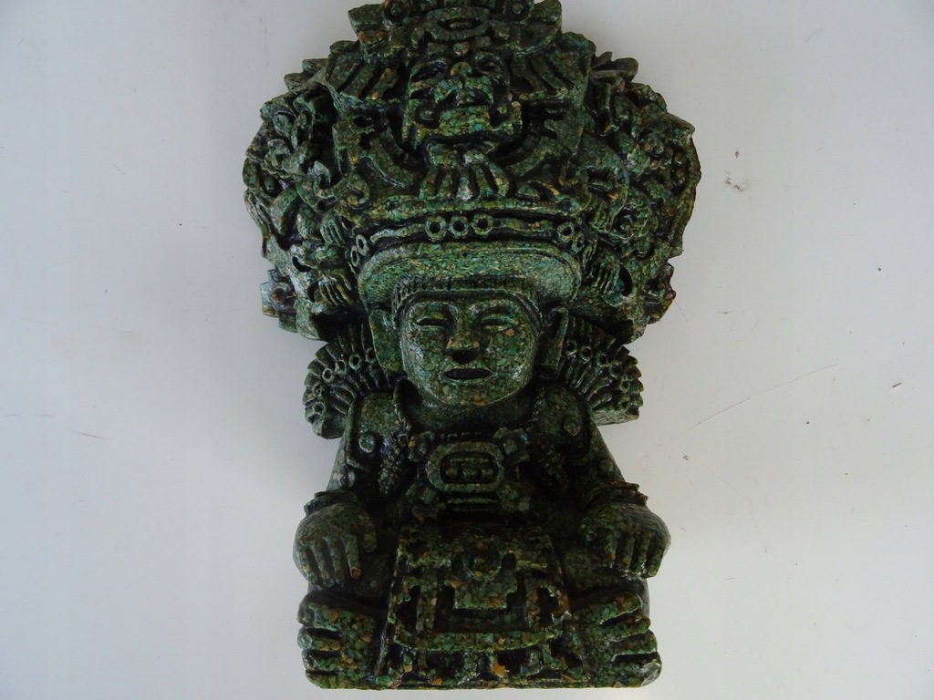 PIEKNA DUZA FIGURA RZEZBA W ŁADNYM KAMIENIU AZTECY - 12810525204 ...