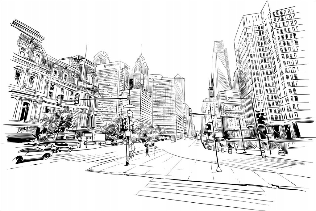 PLAKAT miasto ulice rysunek szkic 19 wzorów - 10747455200 - oficjalne ...