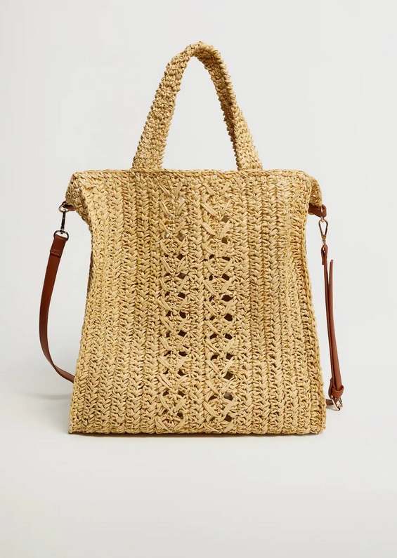 MANGO Torebka kosz koszyk torba schopper z rafii - 12352469503 ...