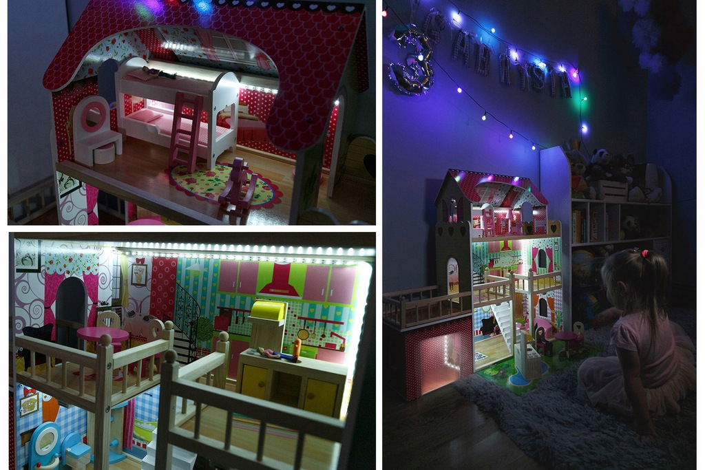 Купить ДЕРЕВЯННЫЙ КУКОЛЬНЫЙ ДОМИК KINDERPLAY СВЕТОДИОДНЫЙ СВЕТ: отзывы, фото и характеристики на ...