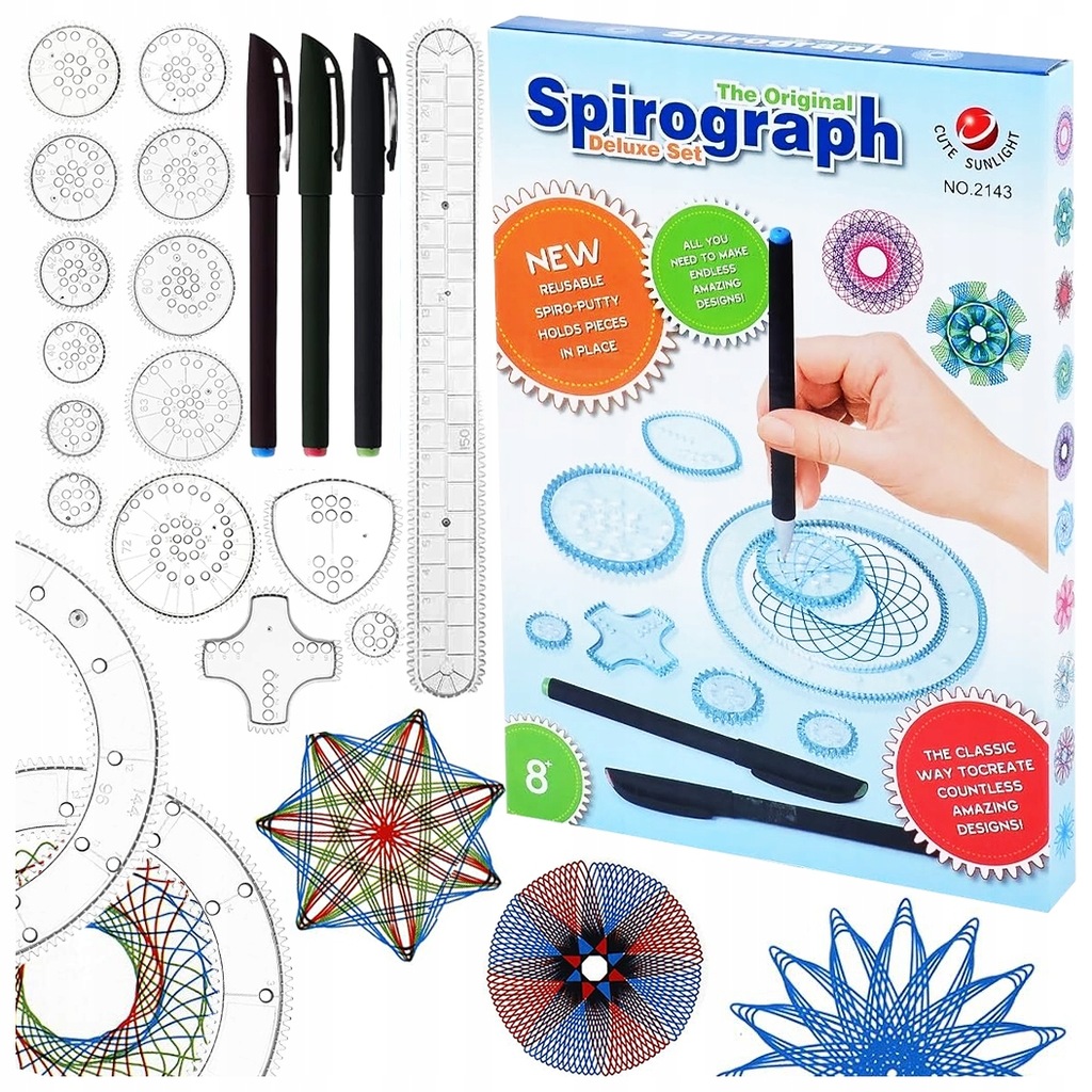 SPIROGRAF ZESTAW DO RYSOWANIA DLA DZIECI DŁUGOPISY MAZAKI PISAKI ...