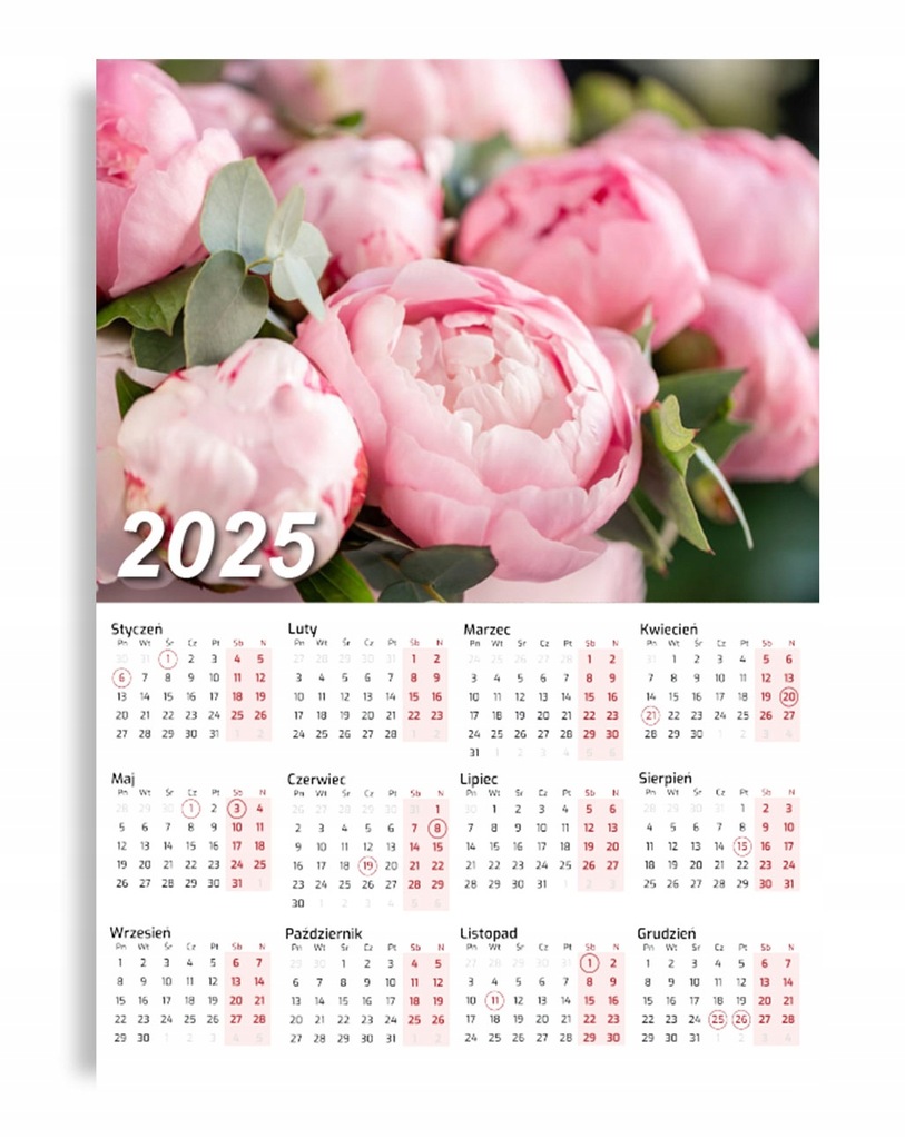 KALENDARZ PLAKATOWY A4 KWIATY 06 2025 ELEGANCKI NA PREZENT - 16925564247 - oficjalne archiwum ...