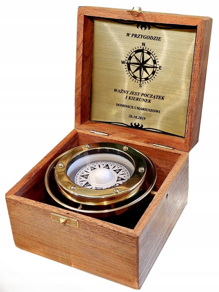 KOMPAS SAMOPOZIOMUJĄCY OKRĘTOWY W PUDEŁKU GRAWER M - 11919383951 ...