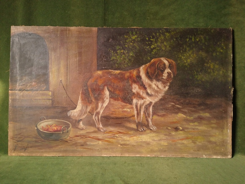 Stary polski obraz olejny - 12746770785 - oficjalne archiwum Allegro