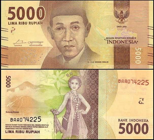 INDONEZJA, 5000 RUPIAH 2016 Pick 156a - 12254933875 - oficjalne ...