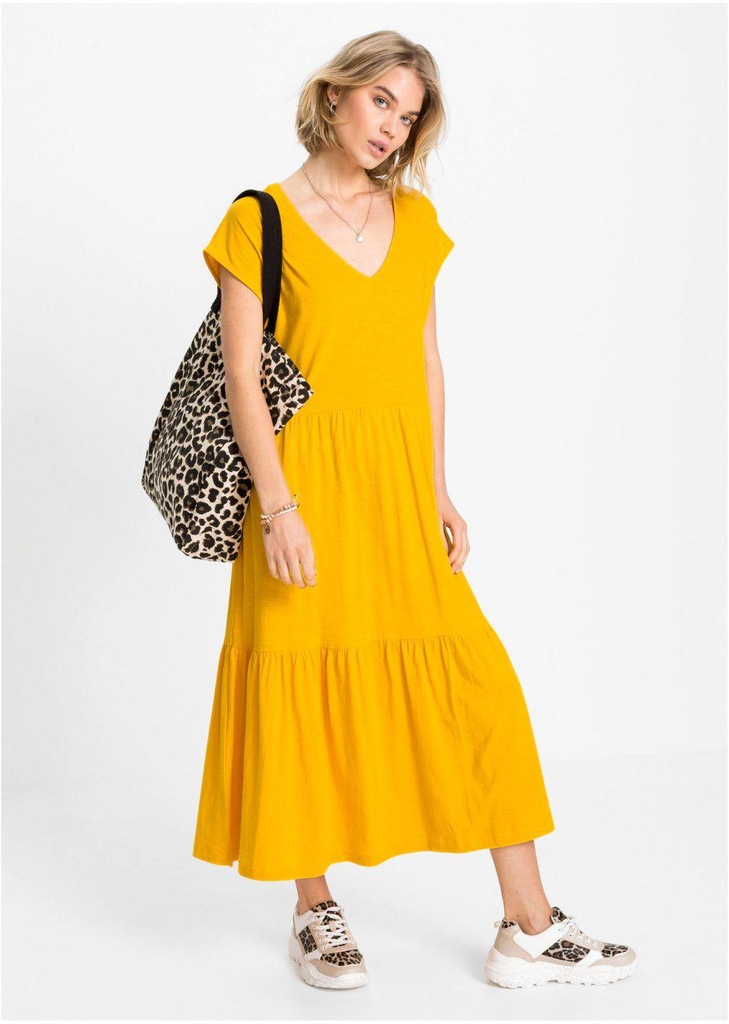 RAINBOW DŁUGA ŻÓŁTA SUKIENKA OVERSIZE. 46 3XL - 13595381318 - oficjalne archiwum Allegro