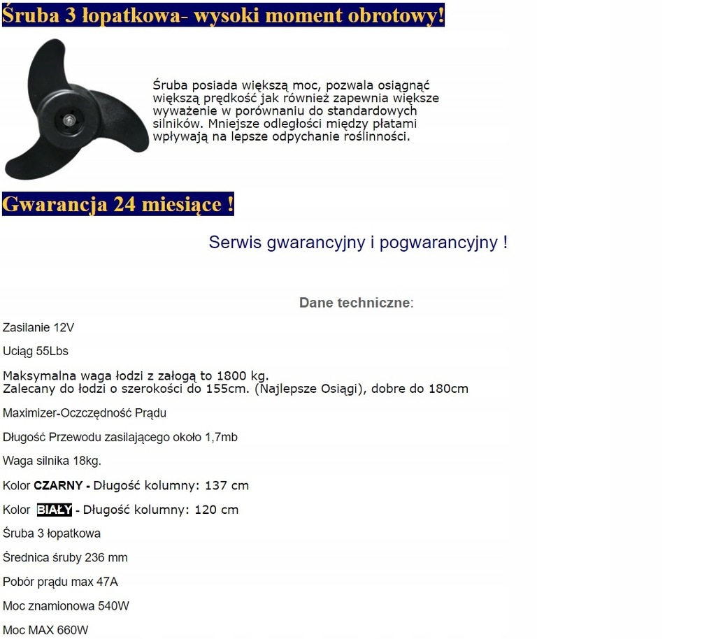 SILNIK dziobowy Haswing Cayman B55 12V Pilot BIAŁY - 9550188720 - oficjalne archiwum Allegro