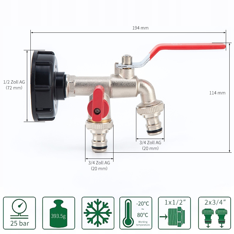 1/2 IBC Ton Bucket Mosiężny kran Podwójnie otwarty - 12379295883 - oficjalne archiwum Allegro
