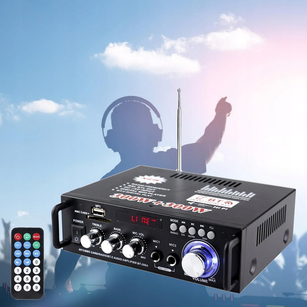 Wzmacniacz samochodowy Mini 600W Bluetooth 12V - 11055854166 - oficjalne archiwum Allegro