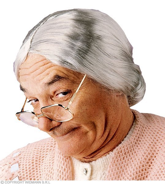 PERUKA BABCIA STAREJ BABCI SIWA UNISEX Z KOKIEM - 12290537636 - oficjalne archiwum Allegro