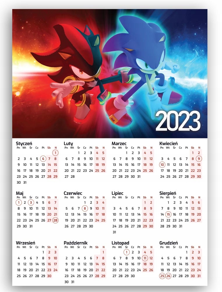 KALENDARZ PLAKATOWY A2 PDM SONIC 02 2023 - 12753692755 - oficjalne archiwum Allegro
