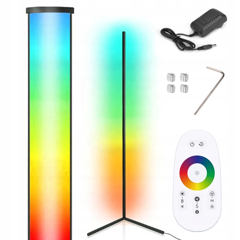LAMPA PODŁOGOWA STOJĄCA NAROŻNA LED RGB 150 pilot - 13756946434 ...