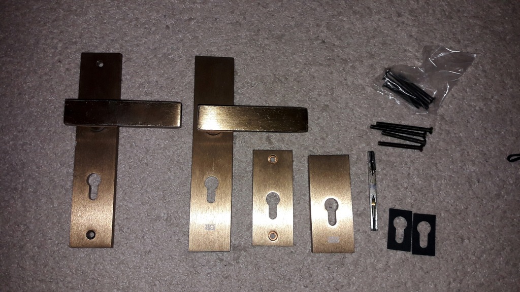 KLAMKA PORTA AGAT + szyld górny - mosiądz -KOMPLET - 7954009774 ...