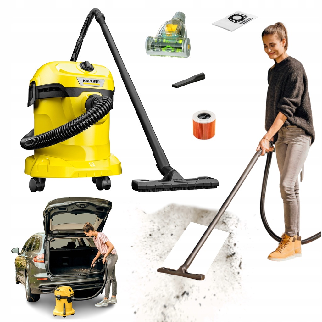 Odkurzacz Karcher WD3 + TURBOSZCZOTKA ~MODEL 2022~ - 11758389630 - oficjalne archiwum Allegro