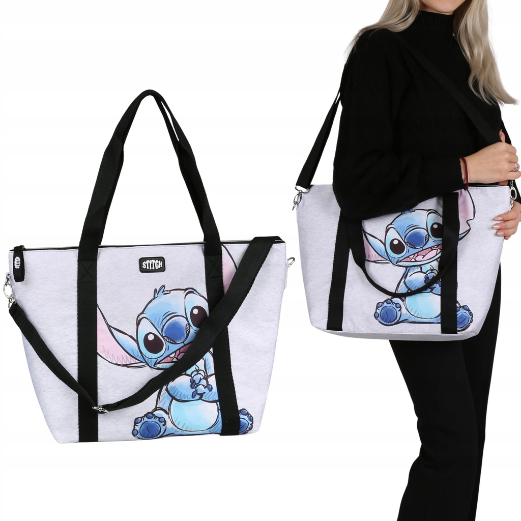 Duża szara pojemna torba Stitch Disney 47x32 cm - 13129959170 ...