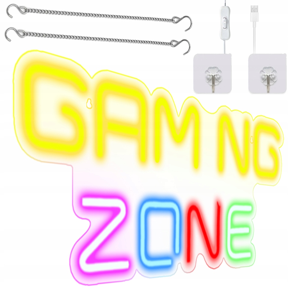 NEON LED PAD DO GRY DO POKOJU GRACZA NASTOLATKA USB DLA GAMERA ŚCIENNA ...