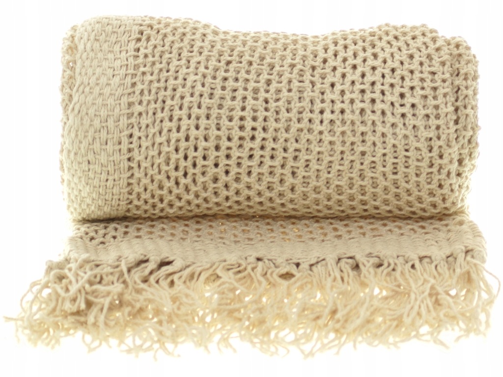 BOHO Koc Pled 130x170 cm BAWEŁNA - Kremowy - 11227846568 - oficjalne ...