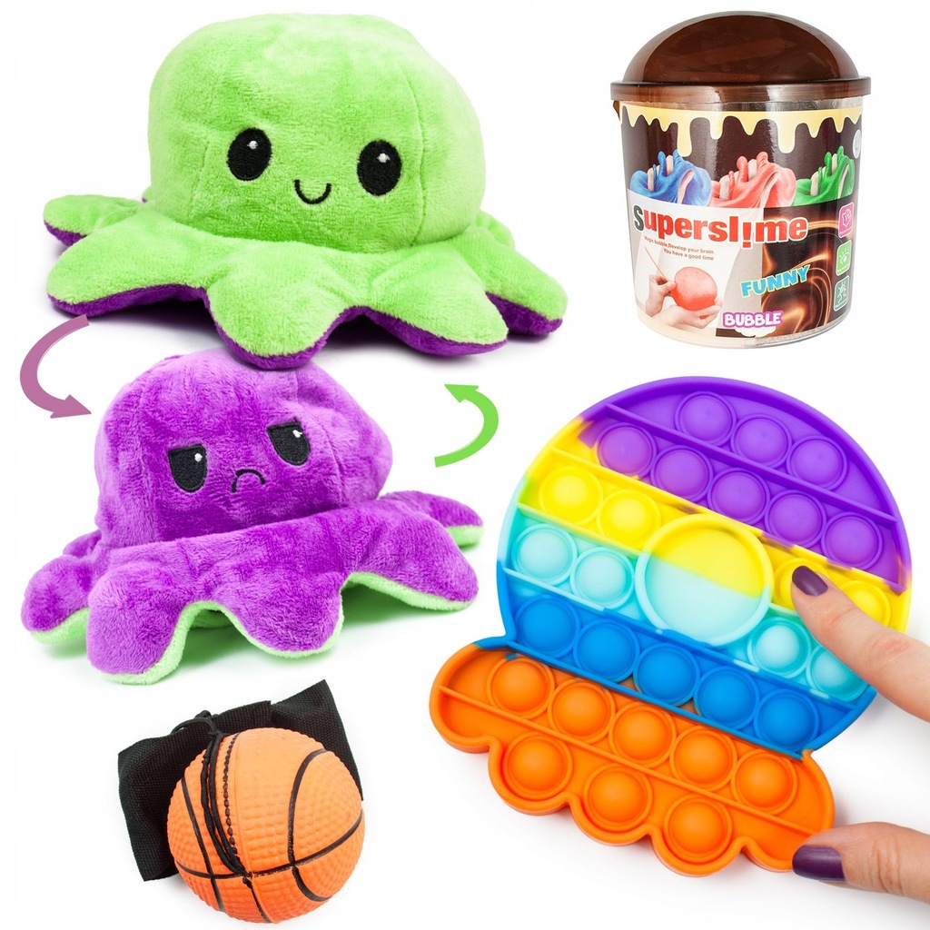ZESTAW FIDGET TOYS OŚMIORNICA PUSH BUBBLE POP IT - 10515789190 - oficjalne archiwum Allegro