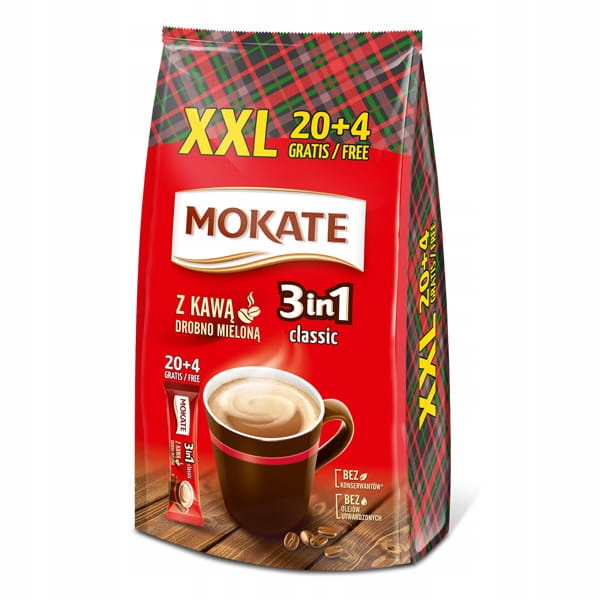 Mokate Classic XXL 3w1 napój kawowy 24 x 17g - 11182178765 - oficjalne archiwum Allegro