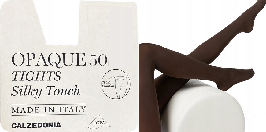 CALZEDONIA jedwabne rajstopy SILKY TOUCH brąz 50 DEN T.3/M ...