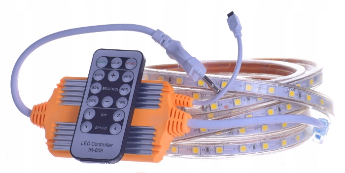 WODOODPORNA TAŚMA LED 230V PILOT ZESTAW 50M CIEPŁY - 10162723716 ...