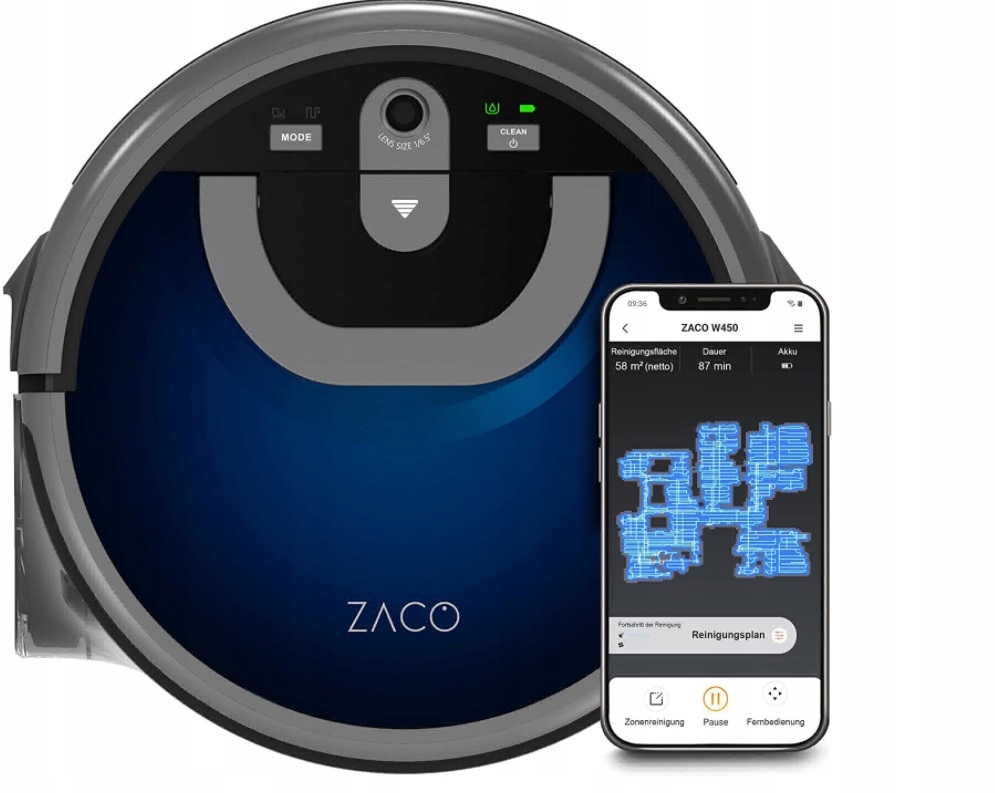Robot sprzątający Zaco Robot W450 z funkcją mop - 11699703533 ...