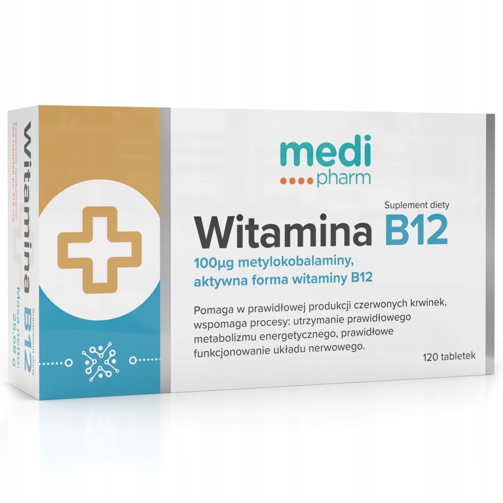Medi Pharm Witamina B12 Metylokobalamina 120 tabl. - 13629571903 - oficjalne archiwum Allegro
