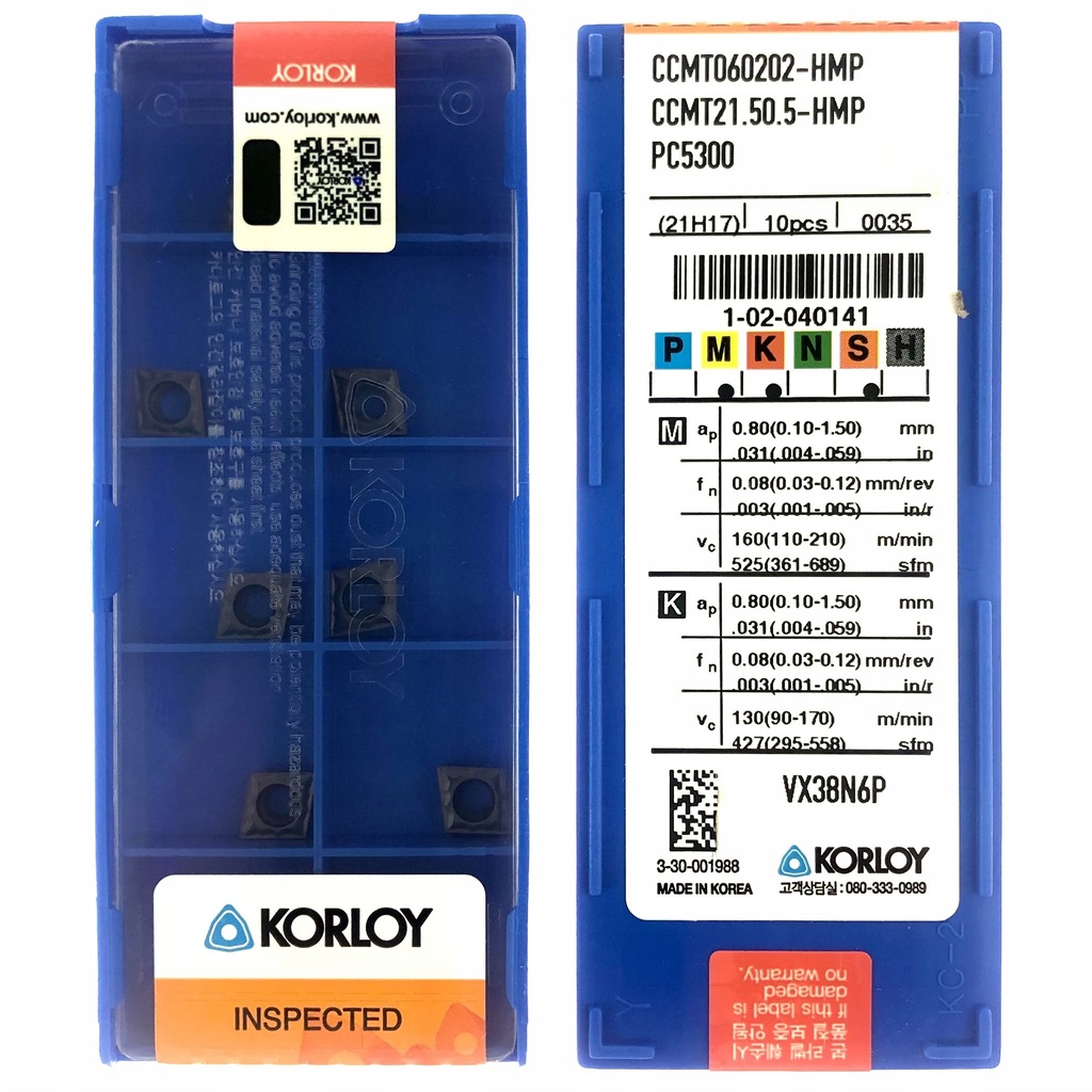 Płytki węglikowe CCMT 060202-HMP PC5300 KORLOY - 11721887749 ...